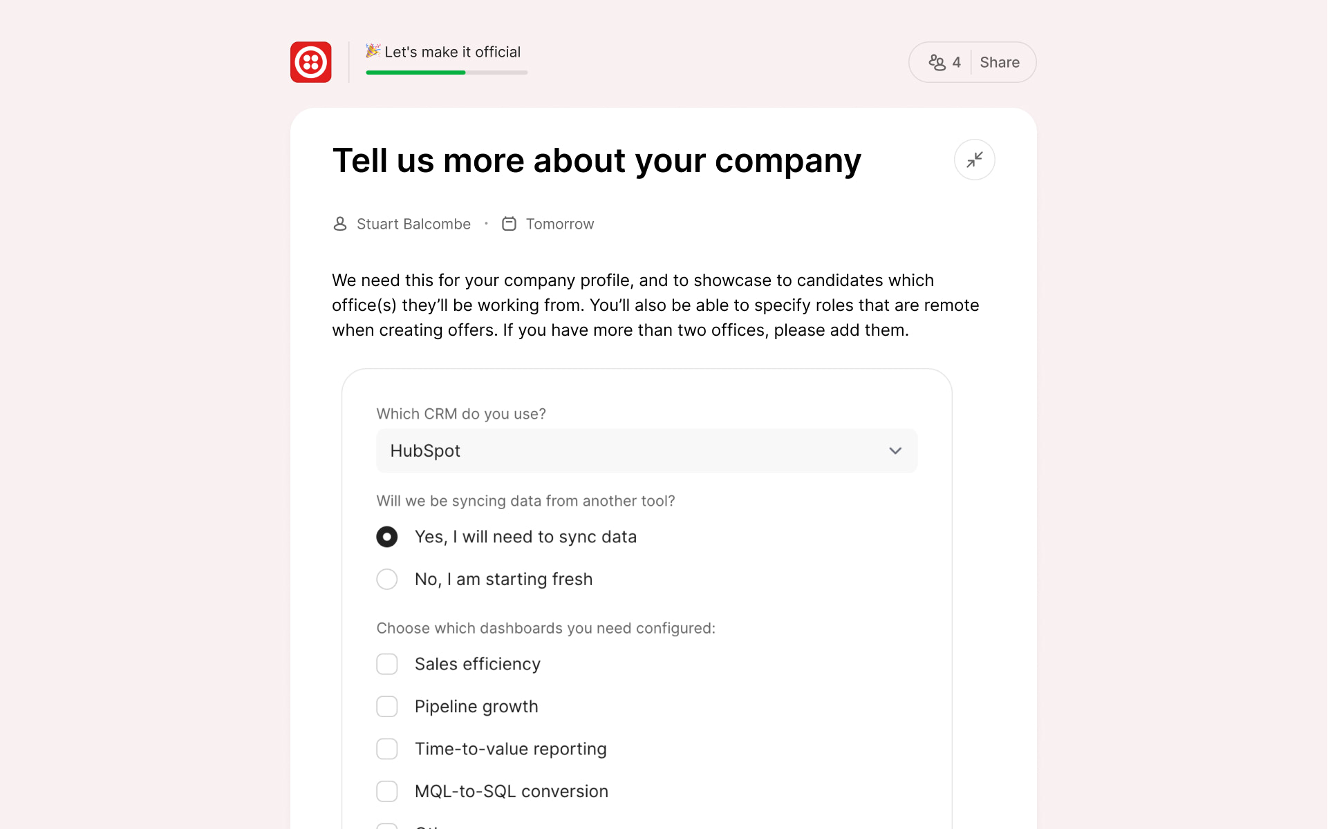Arrows – Collaborative customer onboarding, integrated with HubSpot.